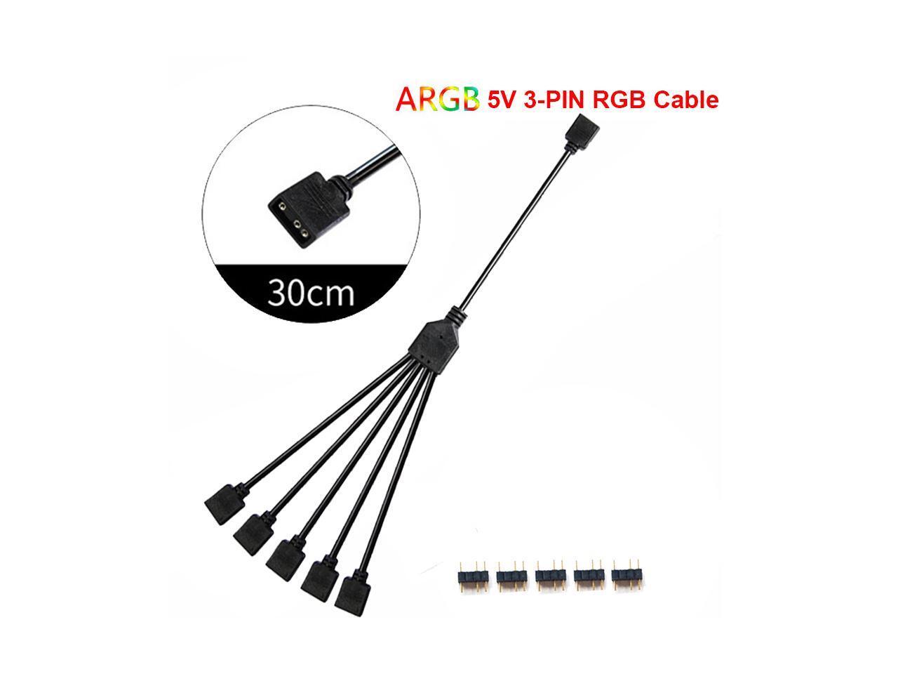 EnLabs 2 Pack 1-to-5 3 Pins Addressable RGB Splitter Y Cable,LED Strip ...