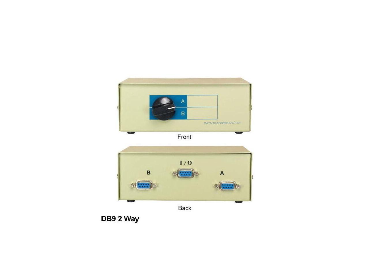 Kentek DB9 Female 2 Way Data Transfer Switch Box RS-232 D-Sub 9 Pin I/O ...