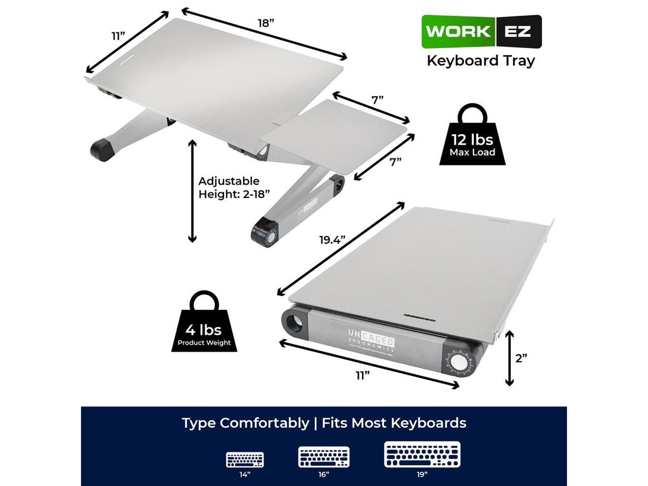 WorkEZ Adjustable Keyboard Stand for Desktop Computer Keyboard Riser ...