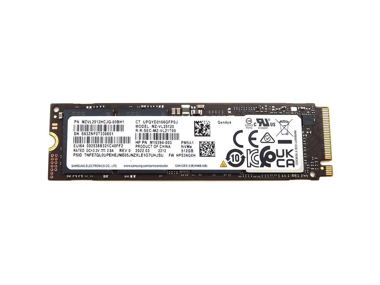 MZ-VL25120 Samsung PM9A1 512GB M.2 2280 Nvme SSD M10394-003 ...