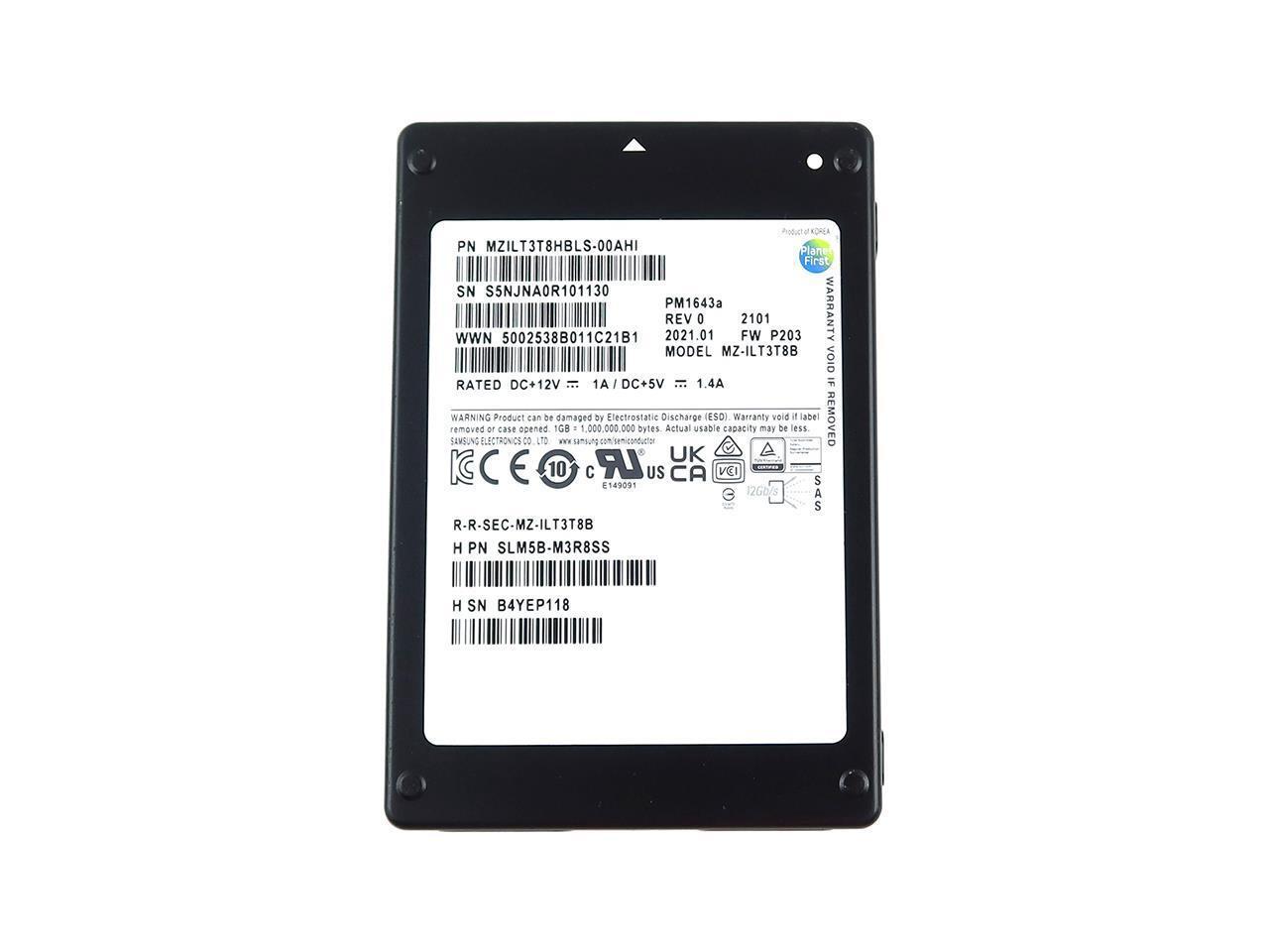 MZ-ILT3T8B Samsung PM1643A 3.84TB 2.5" SAS 12GB/S SSD Drive ...