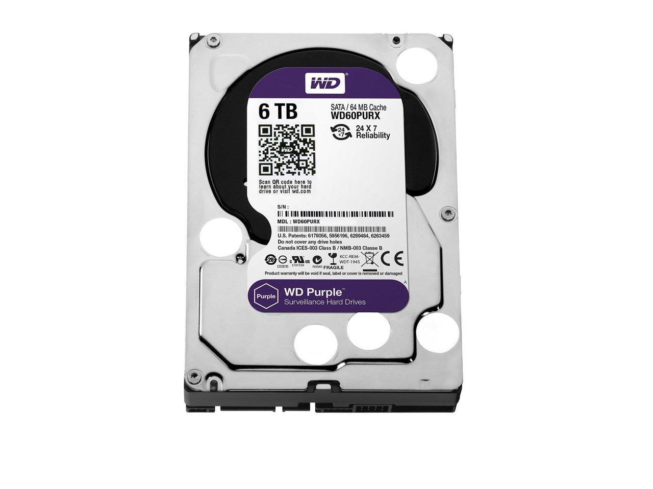 Refurbished: WD WD60PURX Purple WD60PURX 6TB Surveillance 3.5" Internal ...