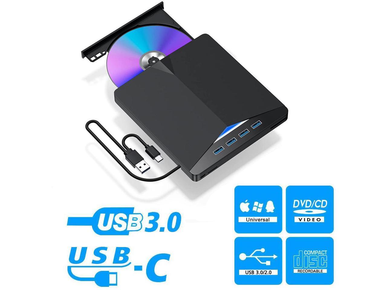 External DVD Drive, USB 3.0 Type-C CD DVD +/-RW Optical Drive USB C ...