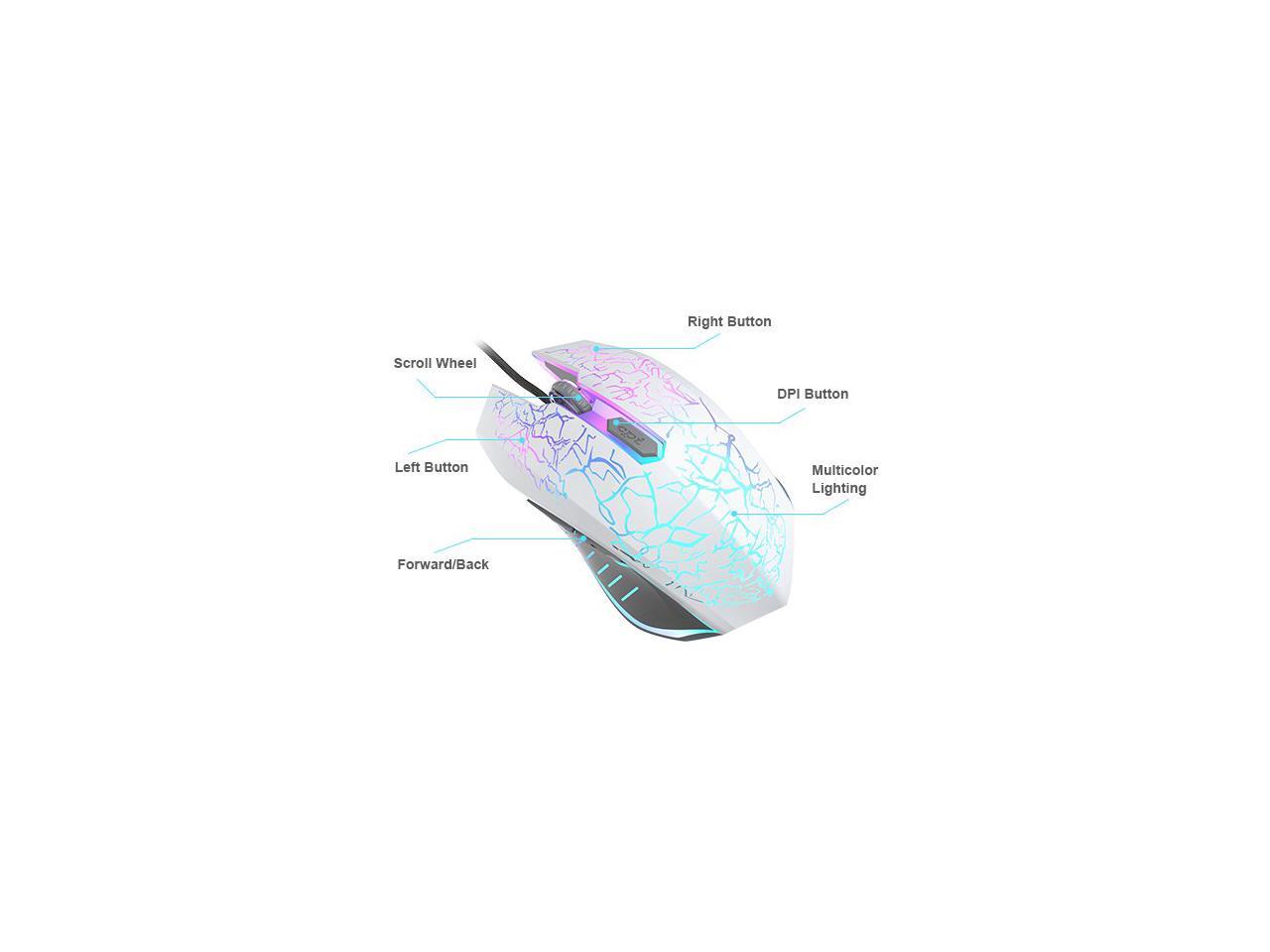 Jansicotek Gaming Mouse Wired [2400 DPI] [ Breathing Light] Ergonomic ...