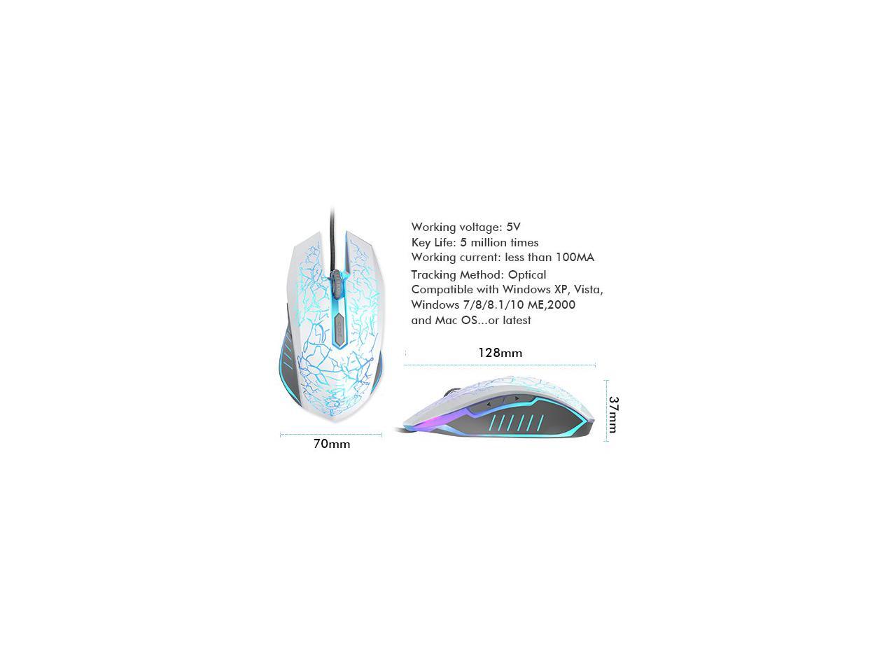 Jansicotek Gaming Mouse Wired [2400 DPI] [ Breathing Light] Ergonomic ...