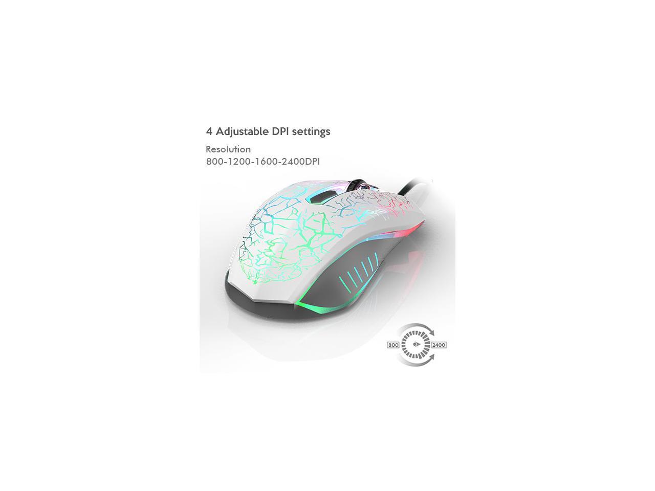 Jansicotek Gaming Mouse Wired [2400 DPI] [ Breathing Light] Ergonomic Game Computer Mice with 6 ...