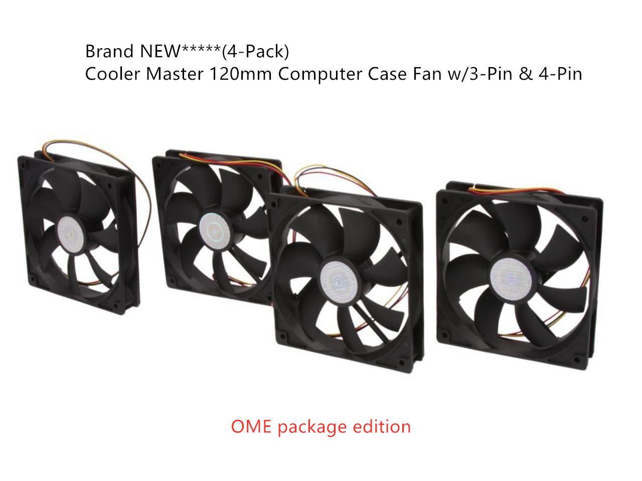 Cooler Master 120mm Computer Case Fan w/3-Pin & 4-Pin - 4 pack OEM ...