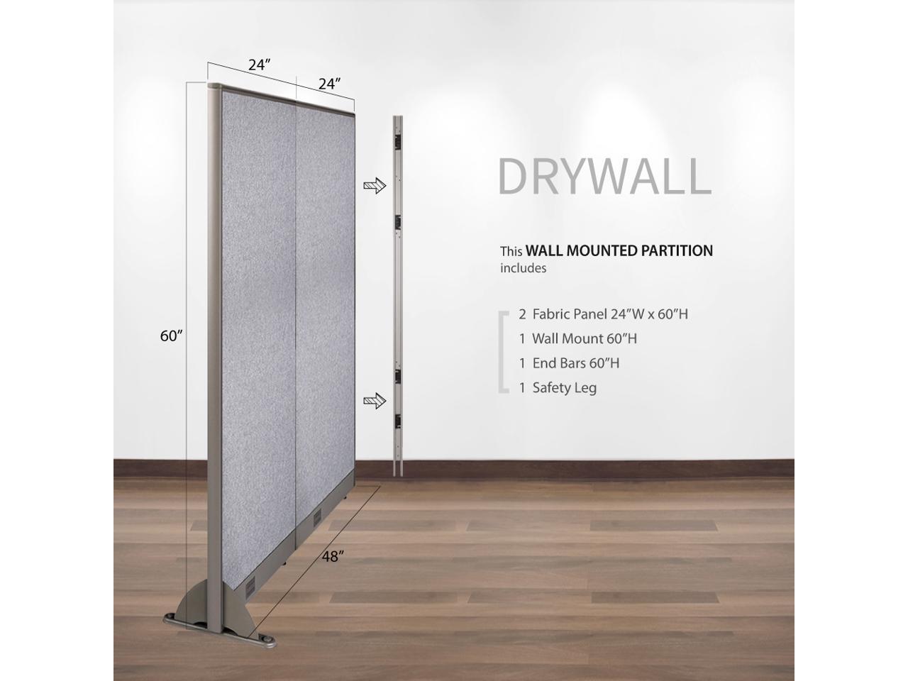 GOF Wall Mounted Office Partition, Office Panel, Room Divider (48W x ...