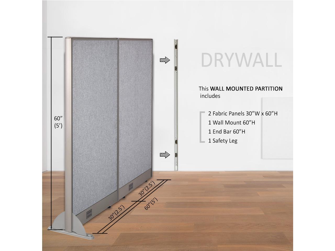 GOF Wall Mounted Office Partition, 60W x 60H / Office Panel, Room ...