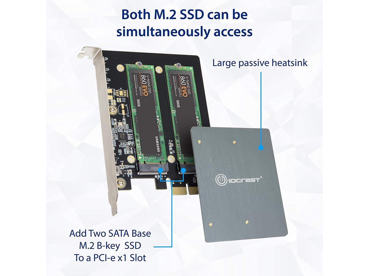 Syba Dual M.2 B-Key PCI-e 3.0 x1 Adapter with Heatsink (SI-PEX40153 ...