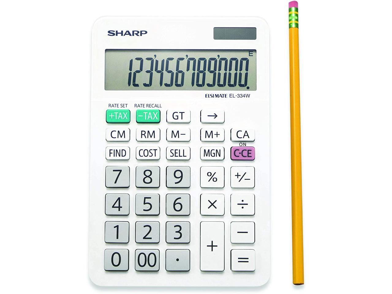 Sharp EL-334W Large Desktop Calculator 12-Digit LCD EL334W - Newegg.com
