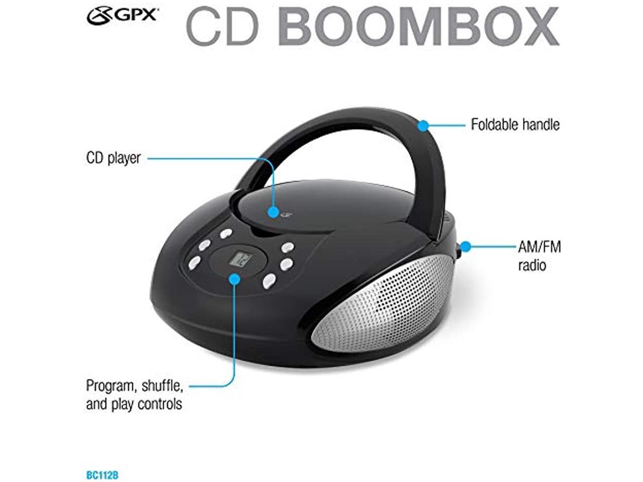 DPI/GPX BC112B Radio/CD Player BoomBox with Built-In FM Telescopic ...