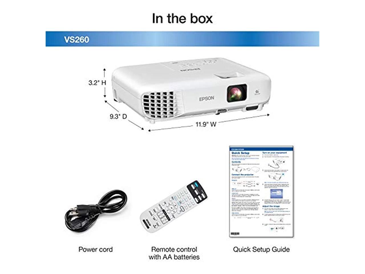 Epson VS260 XGA 3LCD Projector 3300 lumens, V11H971220 - Newegg.com