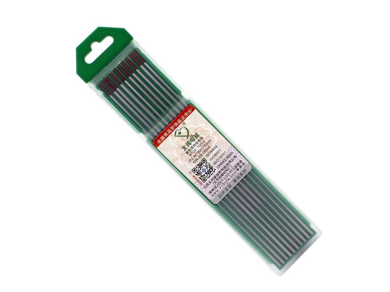 10-pk TIG Welding Tungsten Rods Electrodes (WT20 Red) 2% Thoriated 3/32 ...