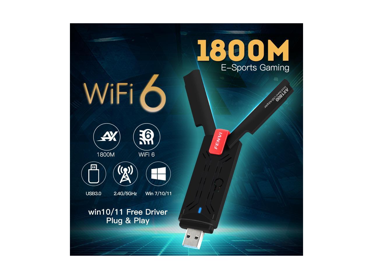 Fenvi USB WiFi 6 Adapter AX1800 USB 3.0 Dual Band Long Range WiFi6 Card 802.11AX Wlan Dongle MU ...