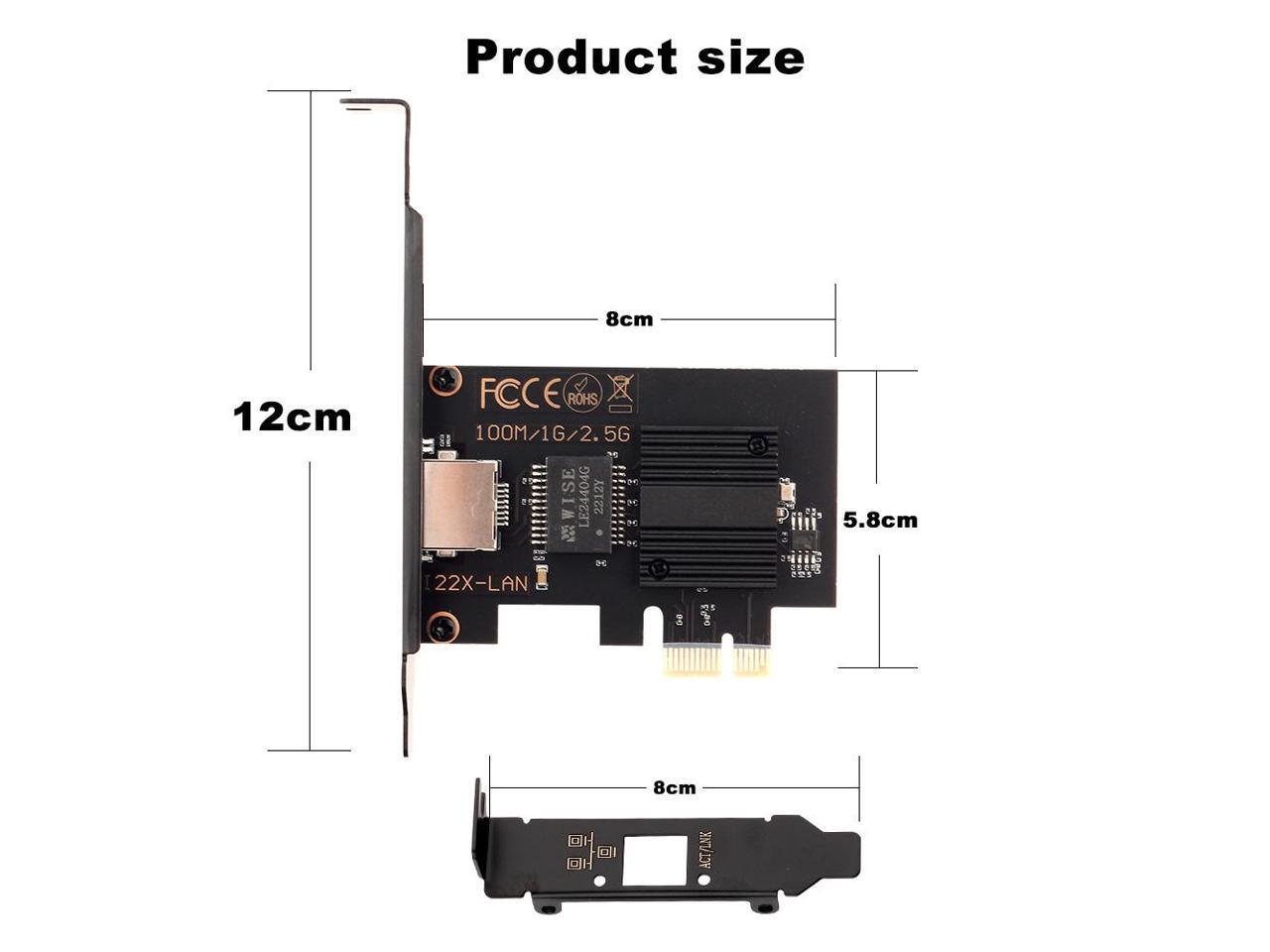 2.5GBase-T PCI Express Gigabit Network Card for Gaming, 2.5G/1G/100Mbps PCIe Ethernet Network ...