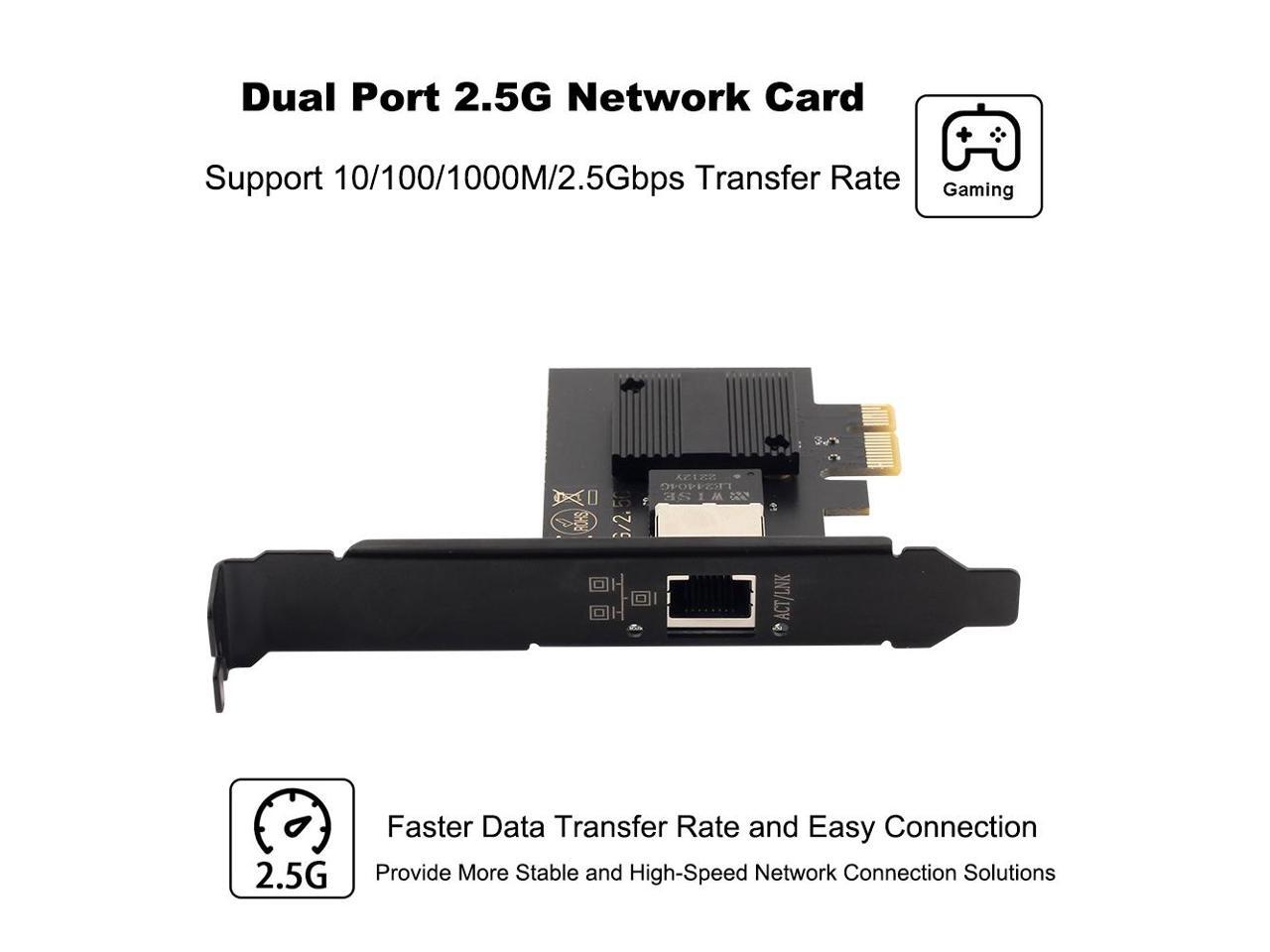 2.5GBase-T PCI Express Gigabit Network Card for Gaming, 2.5G/1G/100Mbps ...
