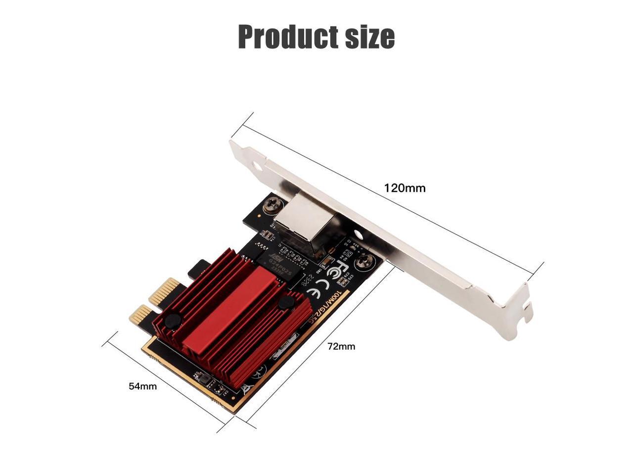2.5GBase-T PCIe Network Adapter, 2500/1000/100Mbps PCI Express Gigabit Ethernet Card RJ45 LAN ...