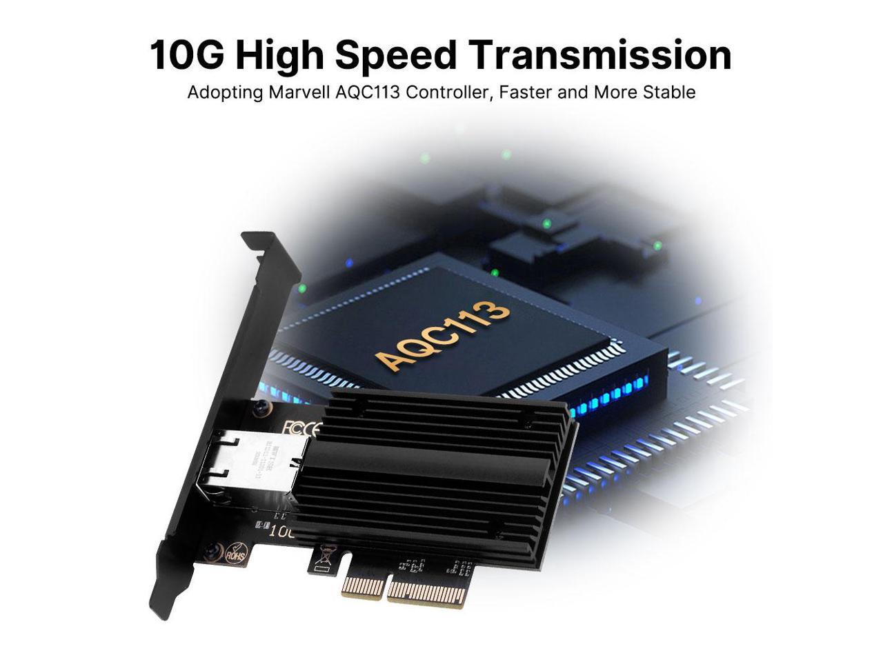 Fenvi 10G Base-T PCI-e Network Card Marvell AQC113C, 10Gbps RJ45 Port ...