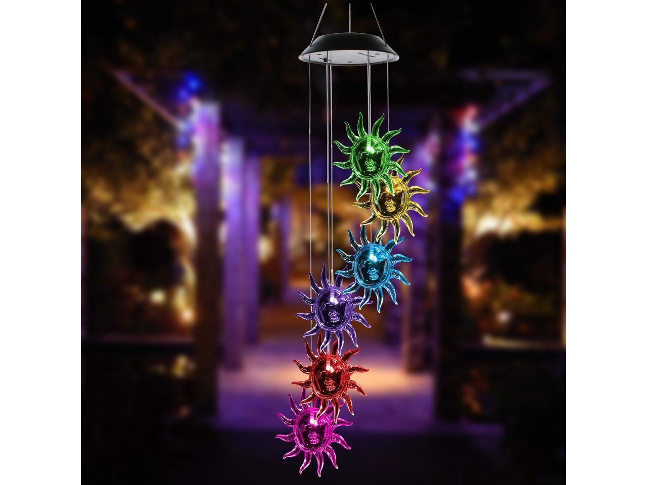 Suns Wind Chime Solar Light Color Changing LED Solar Mobile Wind Chime ...