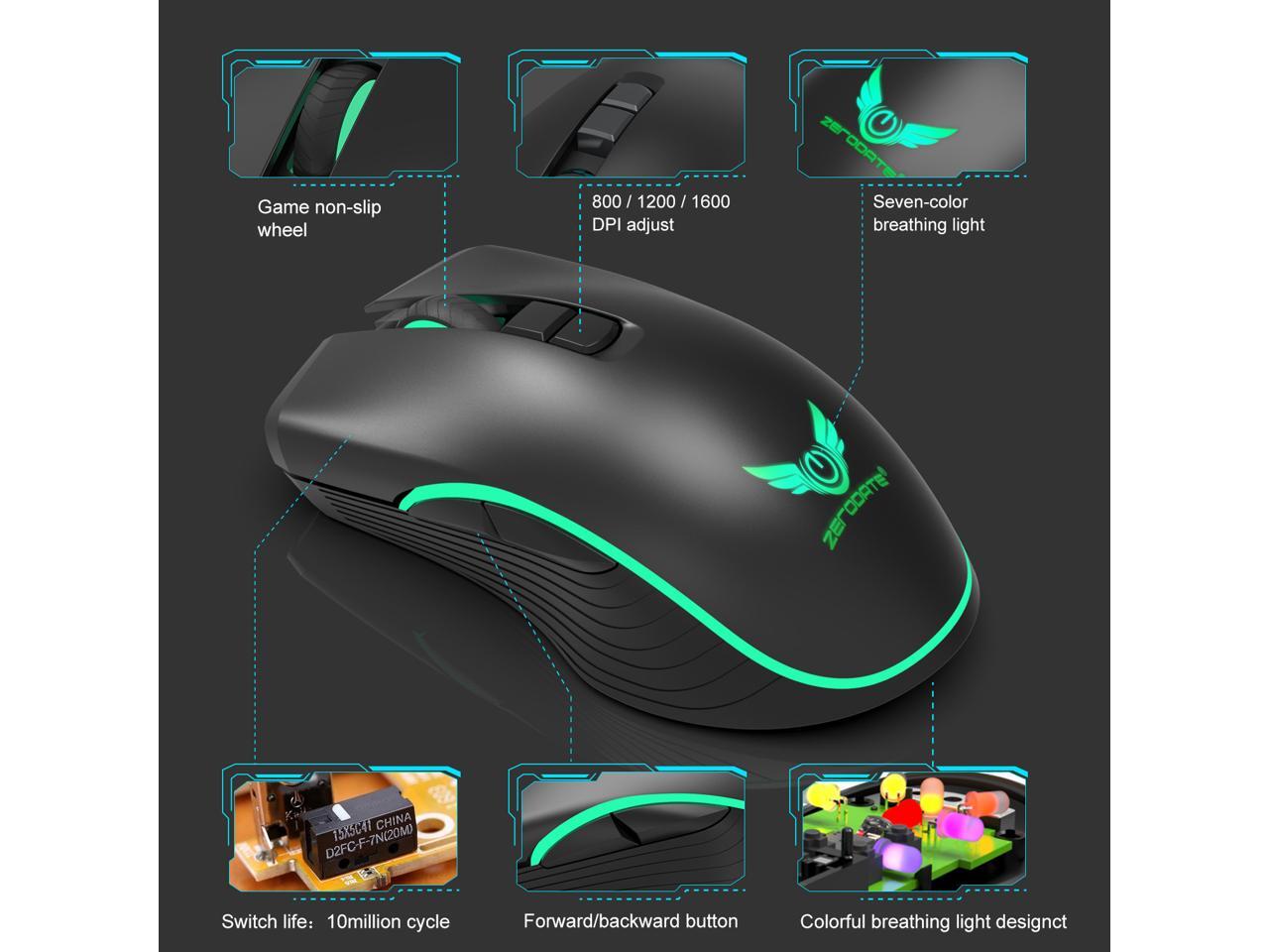 ZERODATE T26 Wireless Gaming Mouse Rechargeable Optical Mice 7 Colors ...
