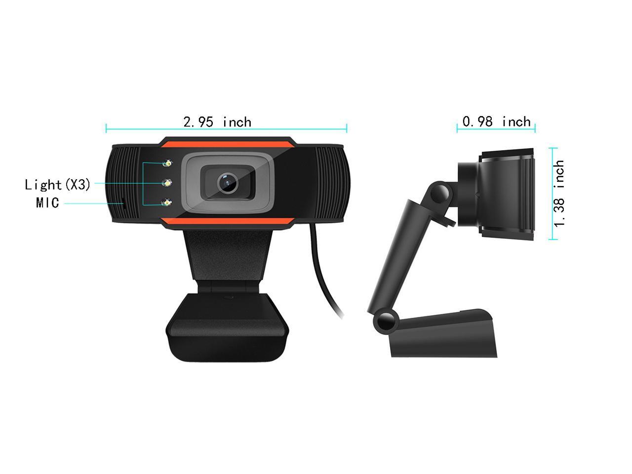 HXSJ 3LED HD Webcam 640X480 12.0M-Pixel PC Camera Rotatable Monitoring ...