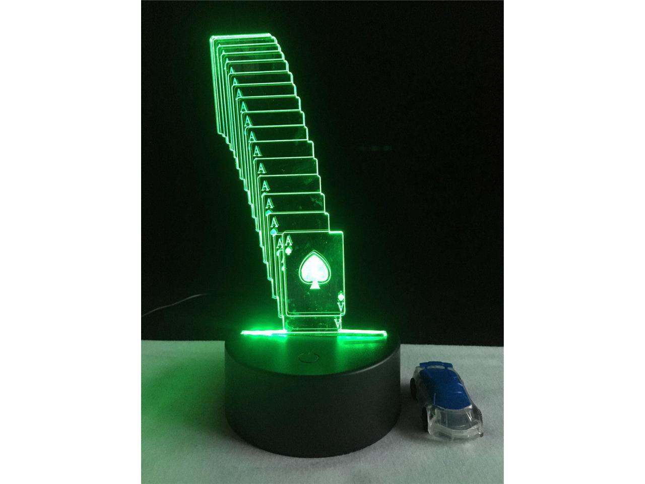 3D Poker Playing Card RGB Lamp Atmosphere LED Illusion Night Light ...
