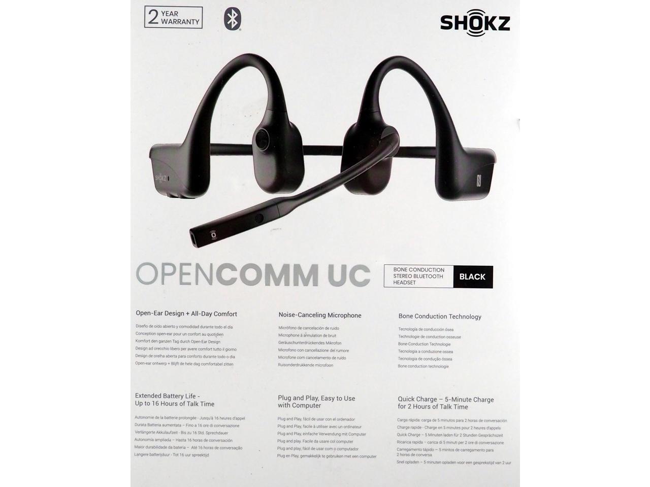 Shokz OpenComm UC Wireless Bone Conduction Stereo Bluetooth Headset Headphones C102-AA-BK-US ...