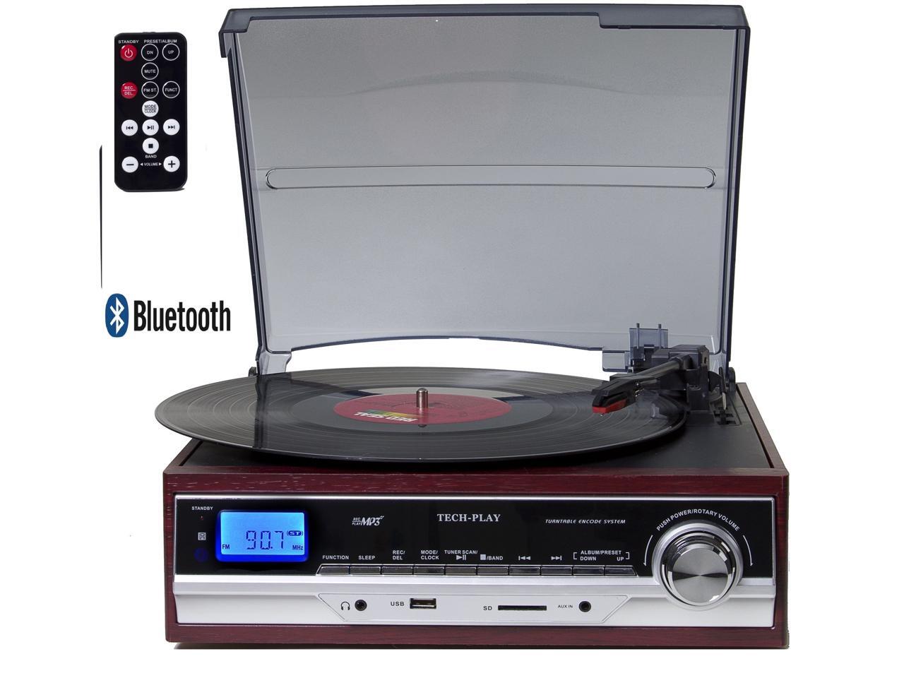 Techplay ODC17BT 3 Speed Record Player Turntable Bluetooth AM FM Radio ...