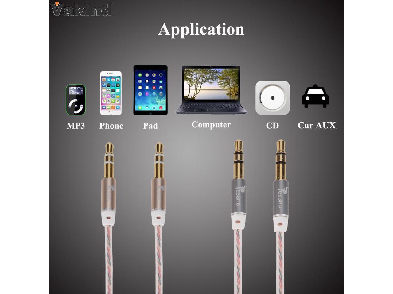 Aluminium Alloy Jack 3.5mm Car AUX Cable Male to Male 3.5mm Audio Cable ...