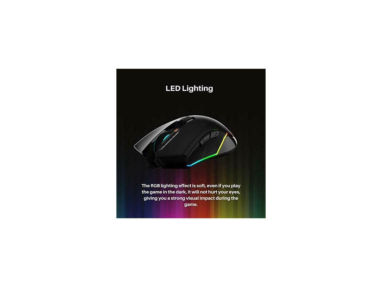 HP Wired Gaming Mouse LED RGB Backlit Adjustable 6200 DPI 6 ...