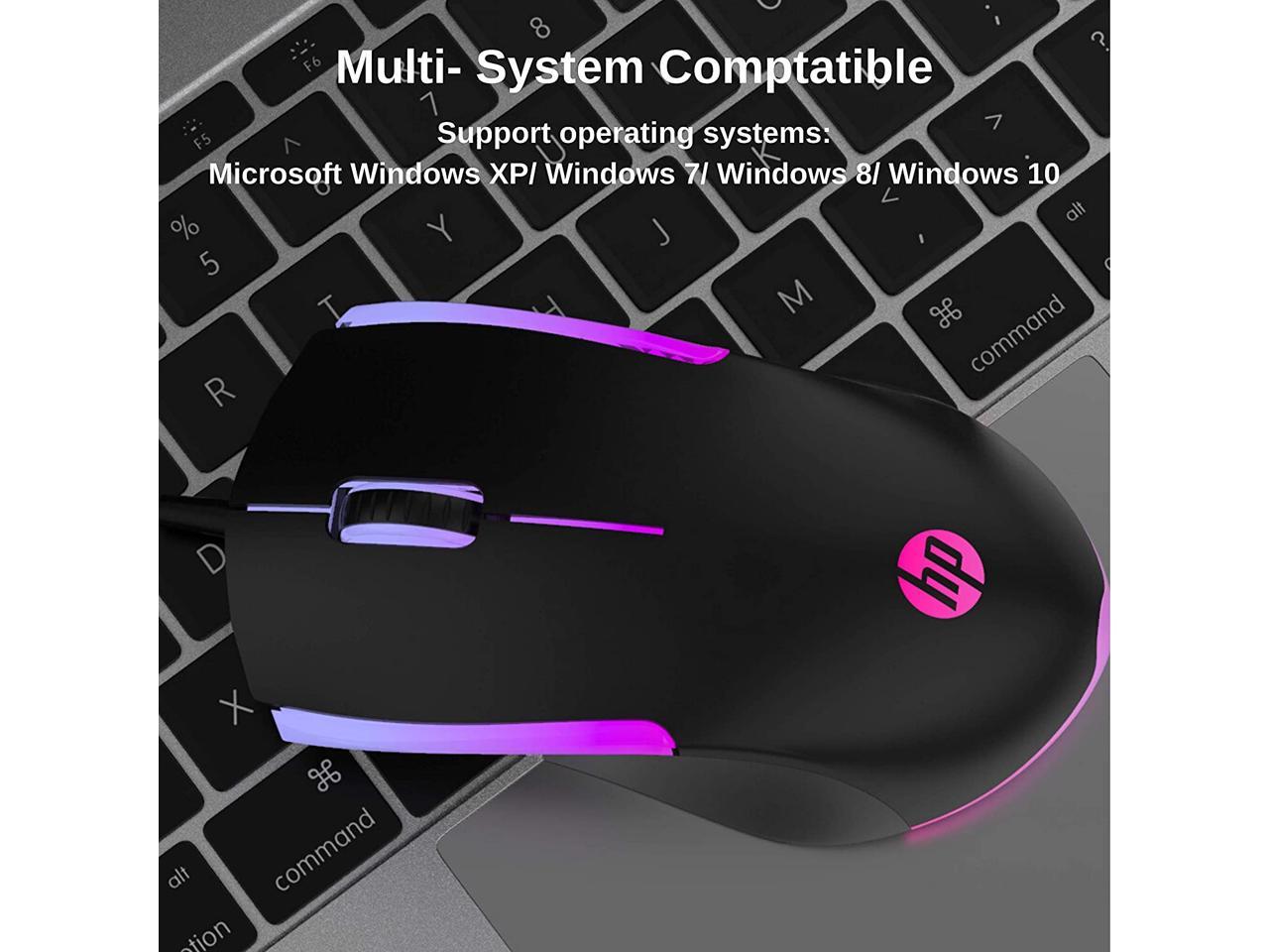 HP Wired RGB Gaming Mouse with Optical Sensor, 3 Buttons, 7 Color LED ...