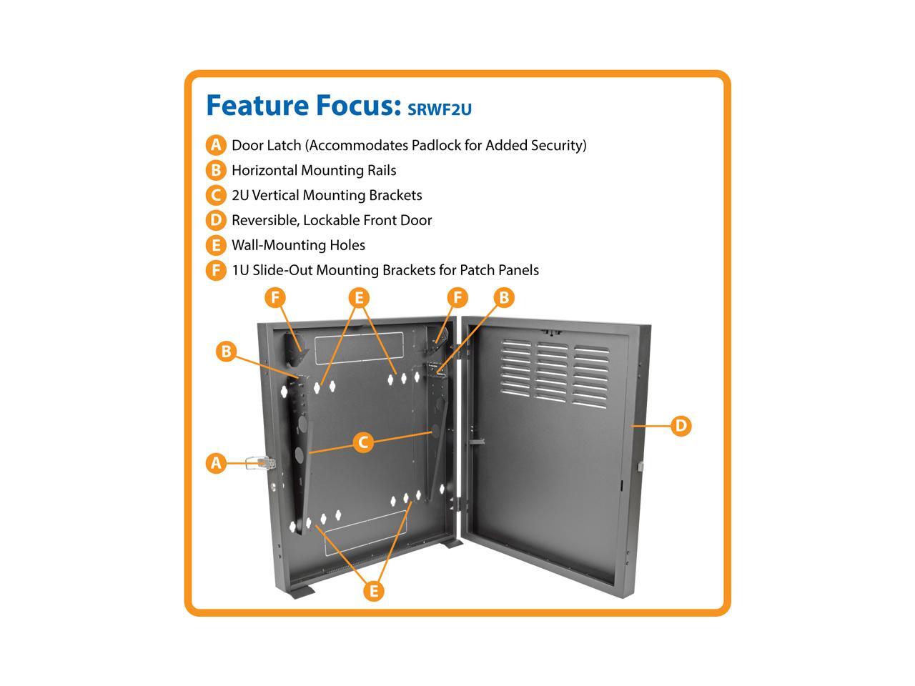 Tripp Lite 2U Low-Profile Vertical-Mount Switch-Depth Wall-Mount Rack ...