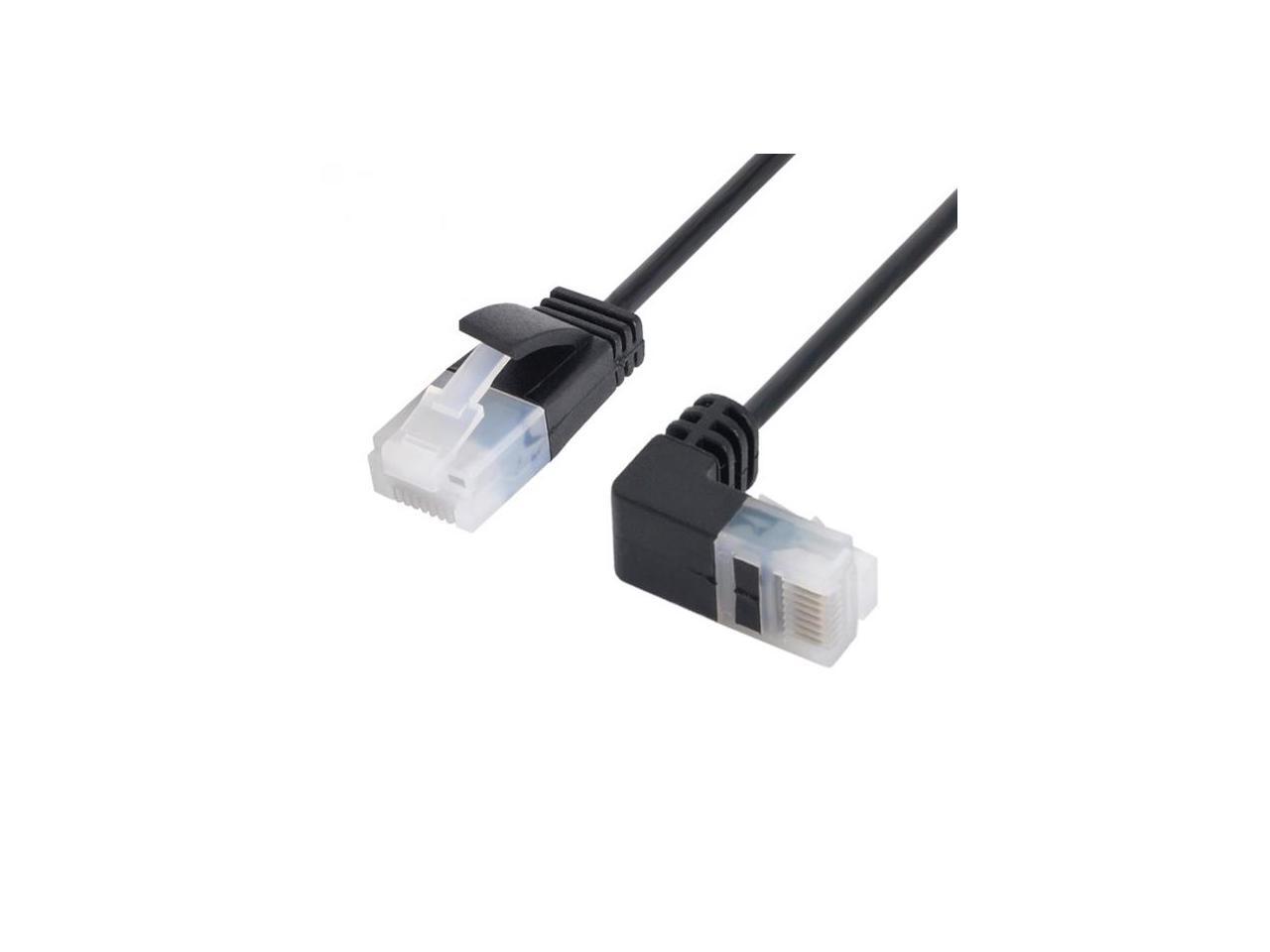 Cablecc 3.0M Ultra Slim Cat6 Ethernet Cable RJ45 Down Angled to ...