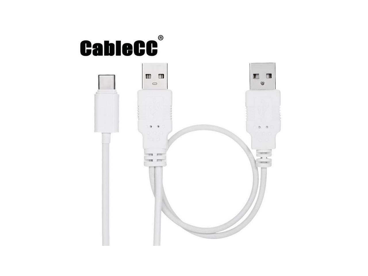 Cablecc USB 3.1 Type C USB-C to Dual A Male Extra Power Data Y Cable ...