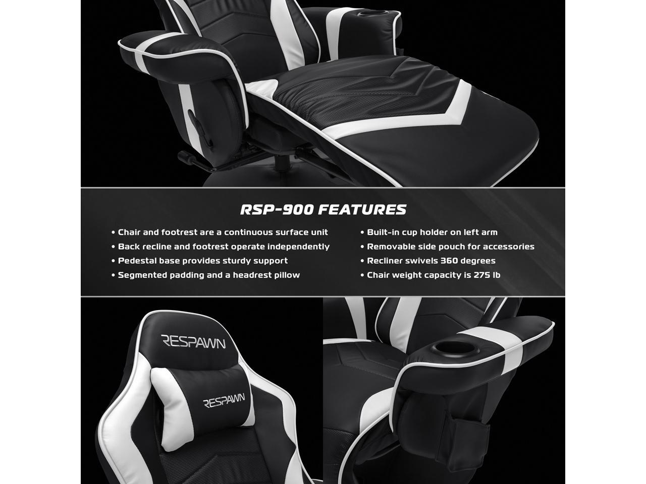 RESPAWN-900 Racing Style Gaming Recliner, Reclining Gaming Chair, in ...