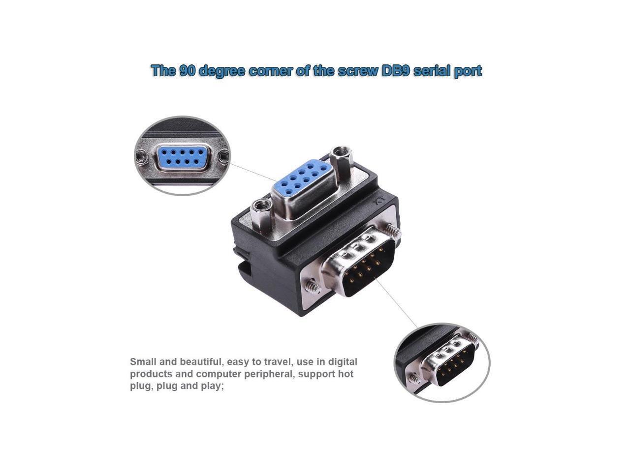 DB9 9Pin Serial Port Female to Male Connector 90 Degree Right Angle ...