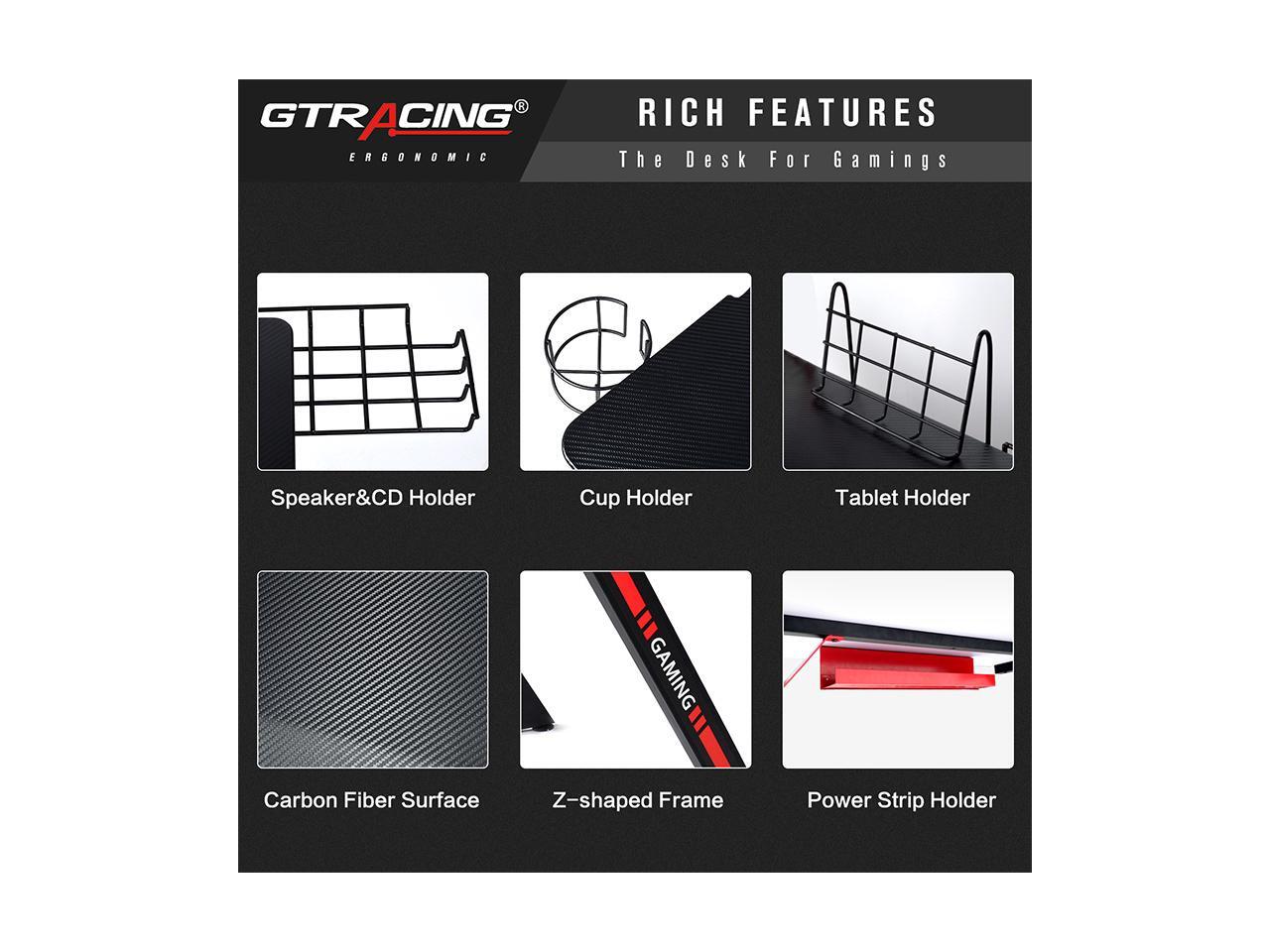 GTRACING Gaming Desk Computer Office PC Gamer Table Pro Racing Style ...