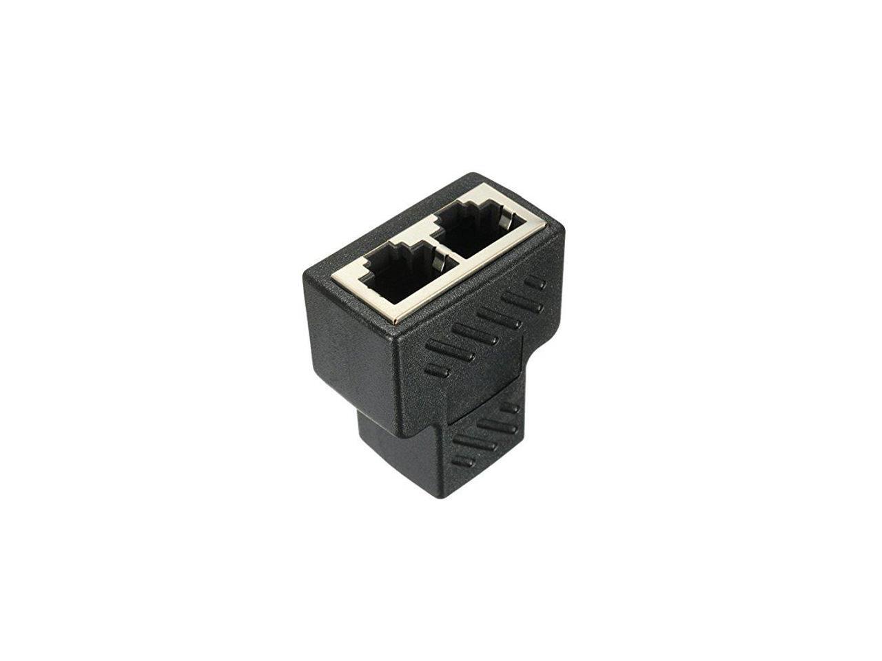 2 Pack RJ45 Splitter Connectors, 1 to 2 Ways Ethernet cables interface ...