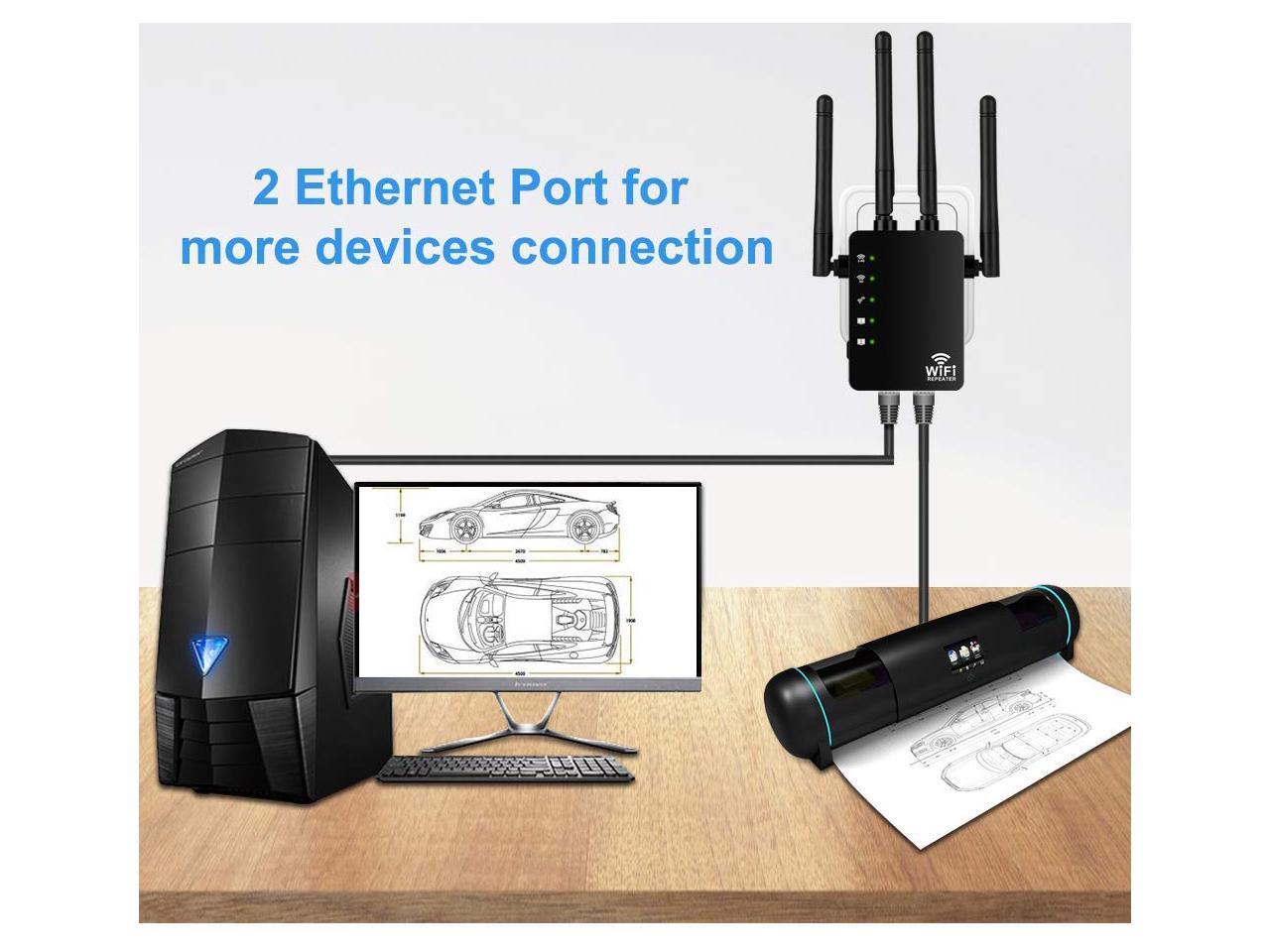 Wireless 2.4G/5G Dual Band WiFi Repeater 1200Mbps Wireless AP Range ...