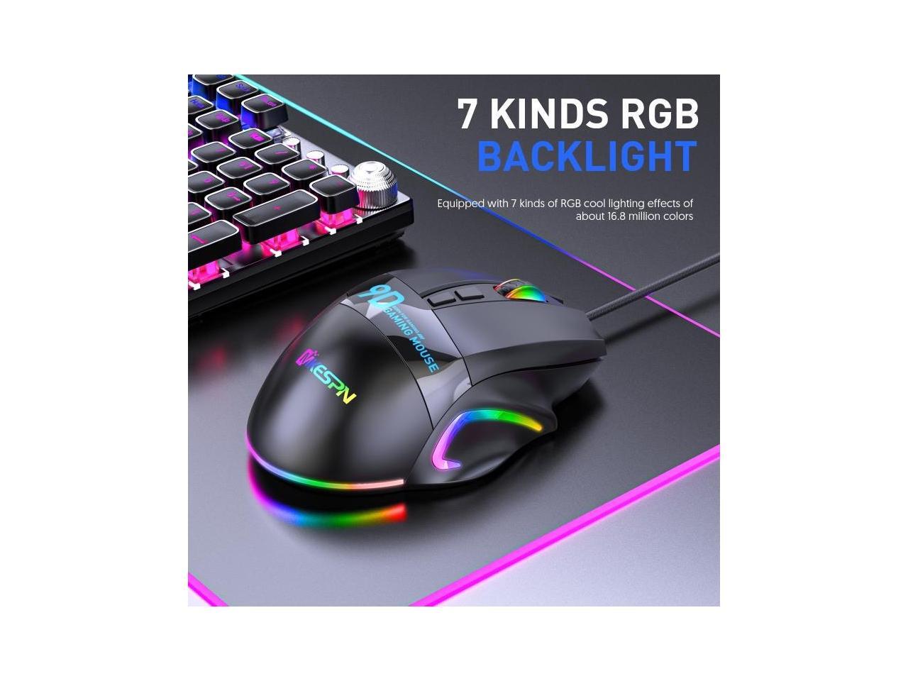 MKESPN X10 9-Buttons RGB Wired Macro Definition Gaming Mouse - Newegg.com