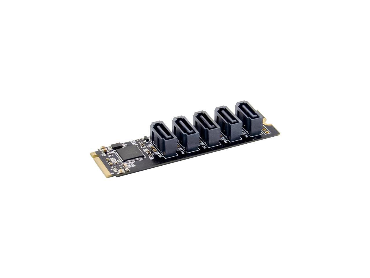 PCIE X2 M.2 Key M to SATA 3.0 5 Port Sata Expansion Card 6Gb/s JMB585 ...