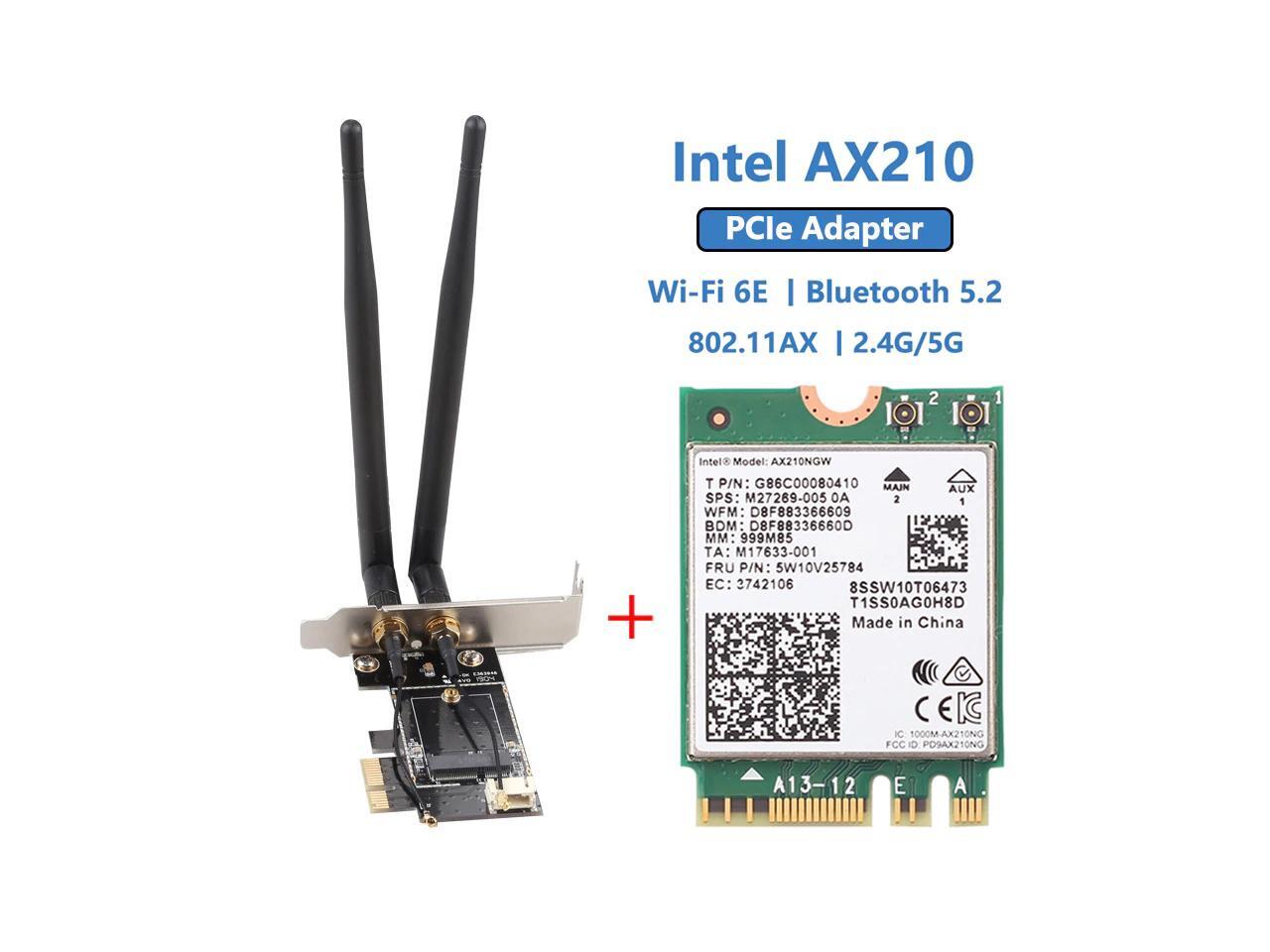 Desktop Wi-Fi 6 Intel AX210 PCIe WiFi Adapter Bluetooth 5.2 3000Mbps ...