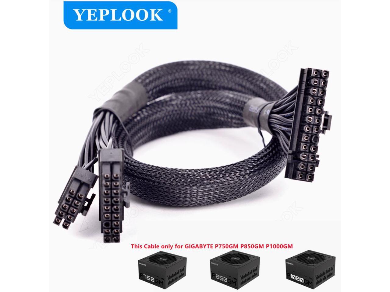 10Pin+18Pin to 24Pin 20+4Pin Power Supply Cable Sleeved For GIGABYTE ...