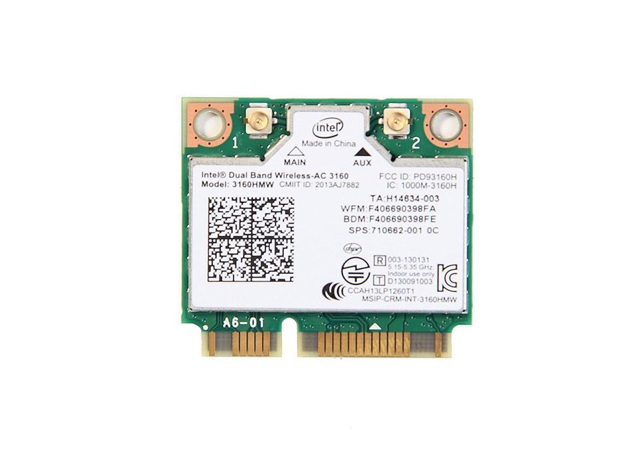 Dual Band Wireless AC 3160 3160HMW half Mini PCI e bluetooth Wireless ...