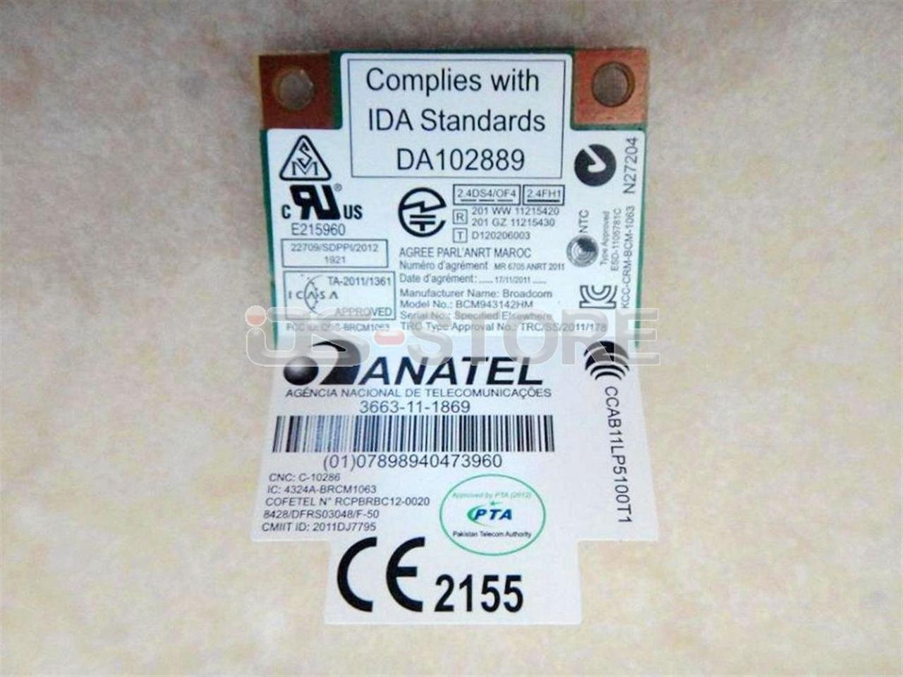BroadCom BCM43142 BCM943142HM WIFI BT Card Wlan Wireless Bluetooth Half ...