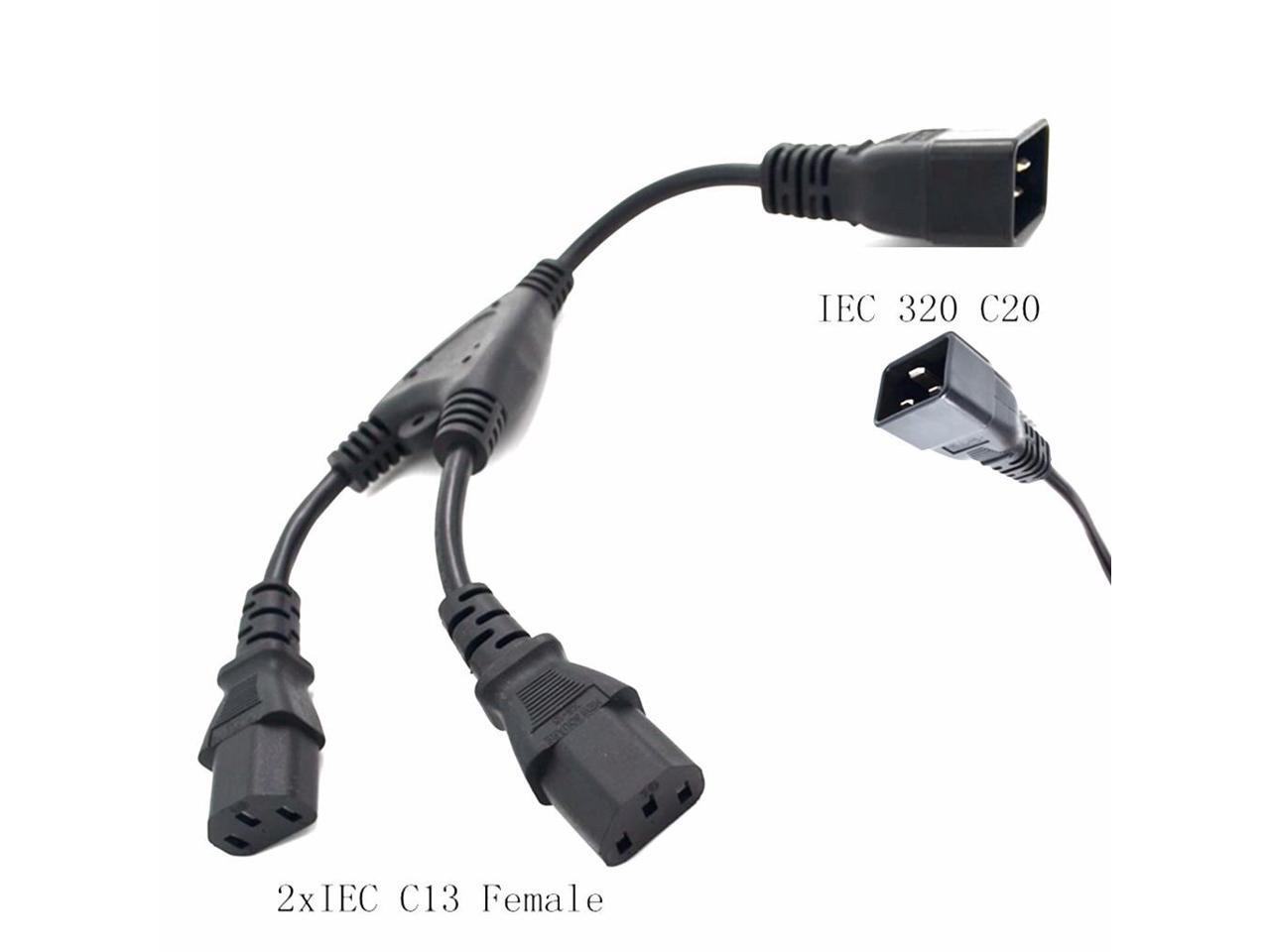 IEC 320 C20 Male to 2 x C13 Female Y Splitter Cable ,C13 C20 Power Cord Server UPS Power Cable ...