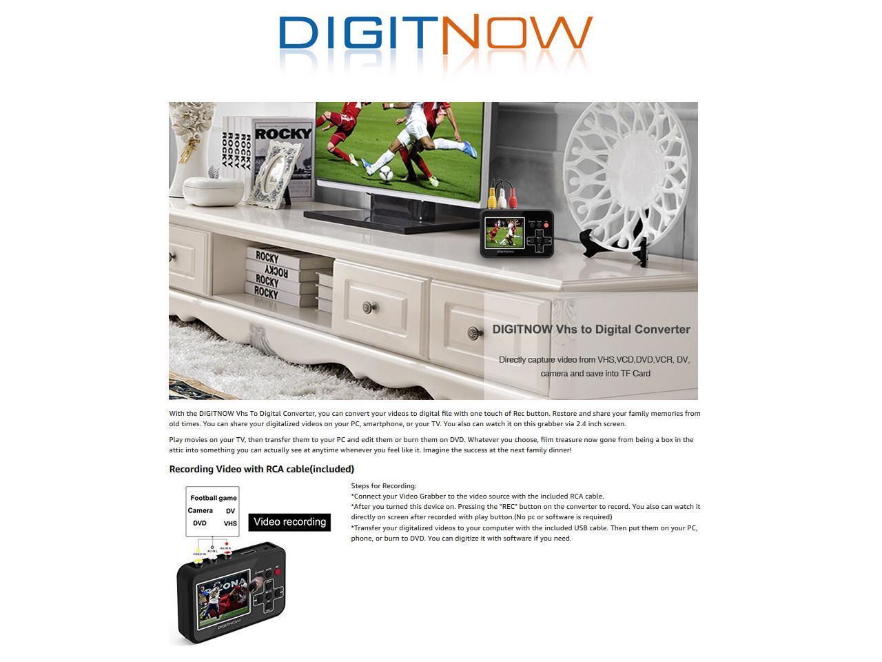 DIGITNOW Video Converter Video to Digital Converter,VHS to Digital ...