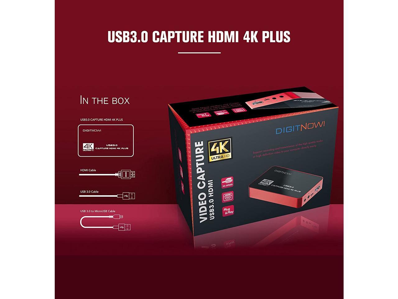 DIGITNOW 4K HD USB 3.0 Video Capture Card with HDMI Loop-Out, 4k 60Hz ...