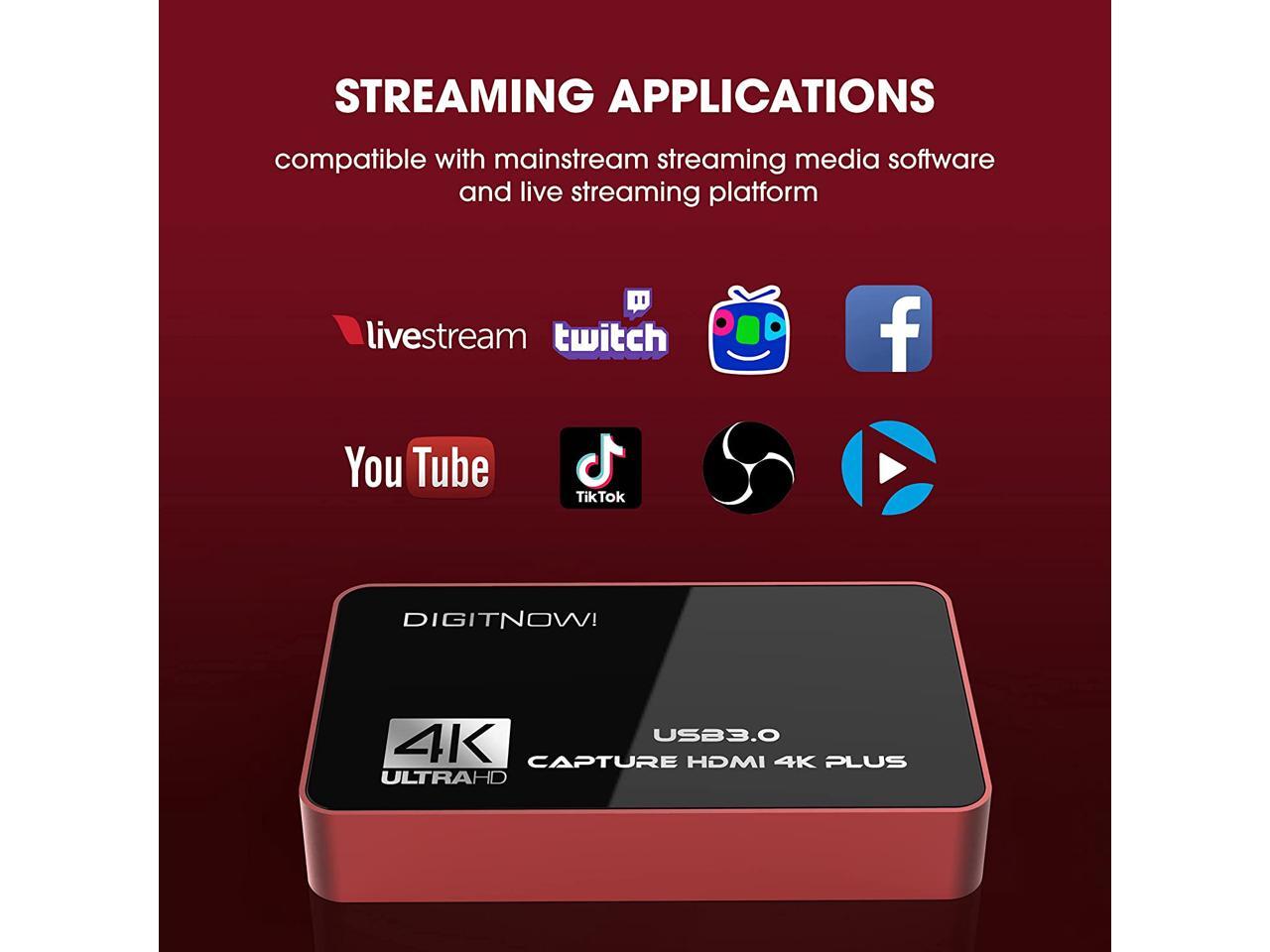 DIGITNOW 4K HD USB 3.0 Video Capture Card with HDMI Loop-Out, 4k 60Hz ...